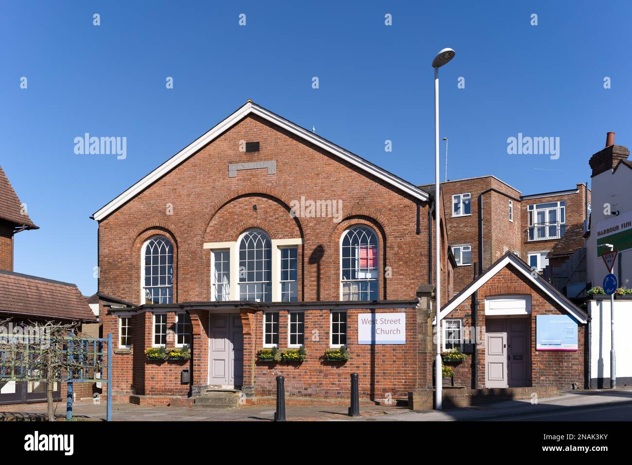 EAST GRINSTEAD, WEST SUSSEX, UK - MARCH 9: View of West Street Church ...