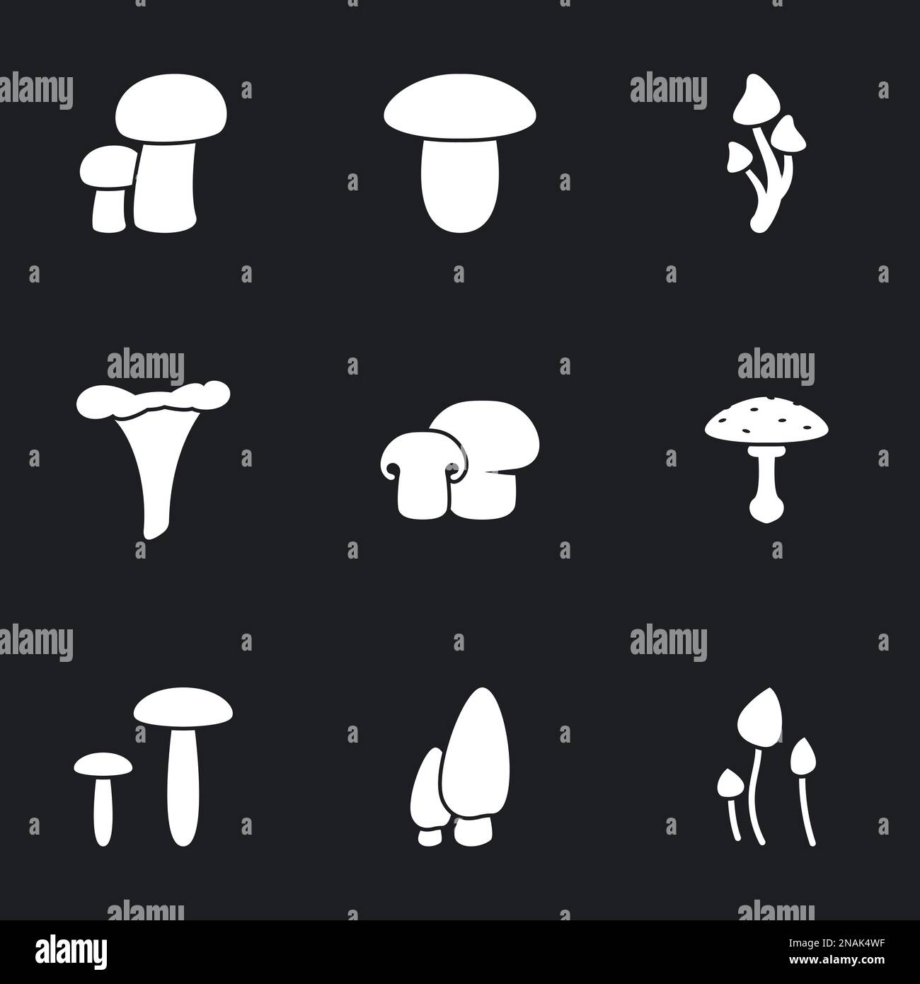 Icons for theme Mushroom. Black background Stock Vector Image & Art - Alamy