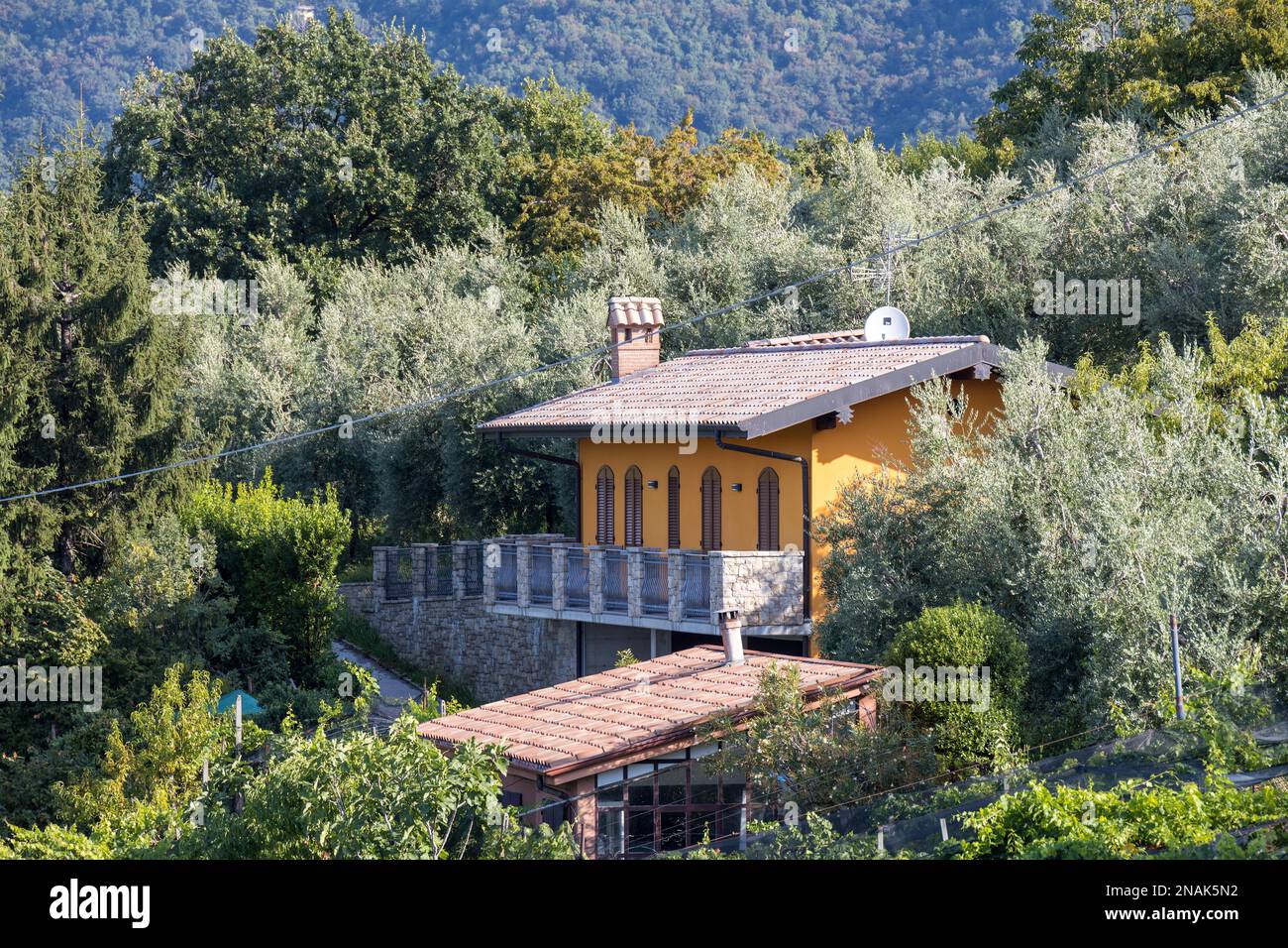 TORRE DE' ROVERI, LOMBARDY/ITALY - AUGUST 13 : View of the countryside ...