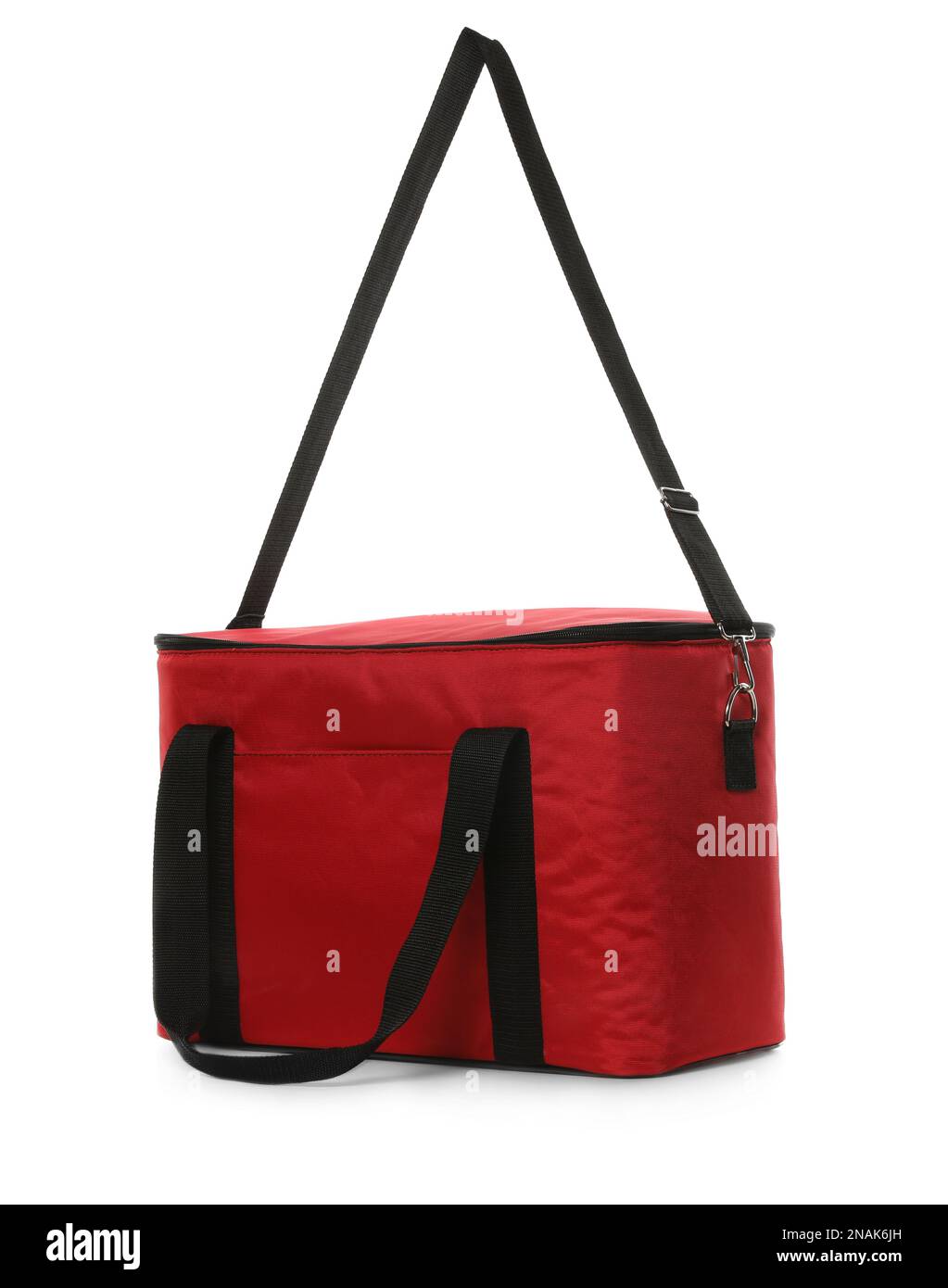 Modern red thermo bag isolated on white Stock Photo - Alamy
