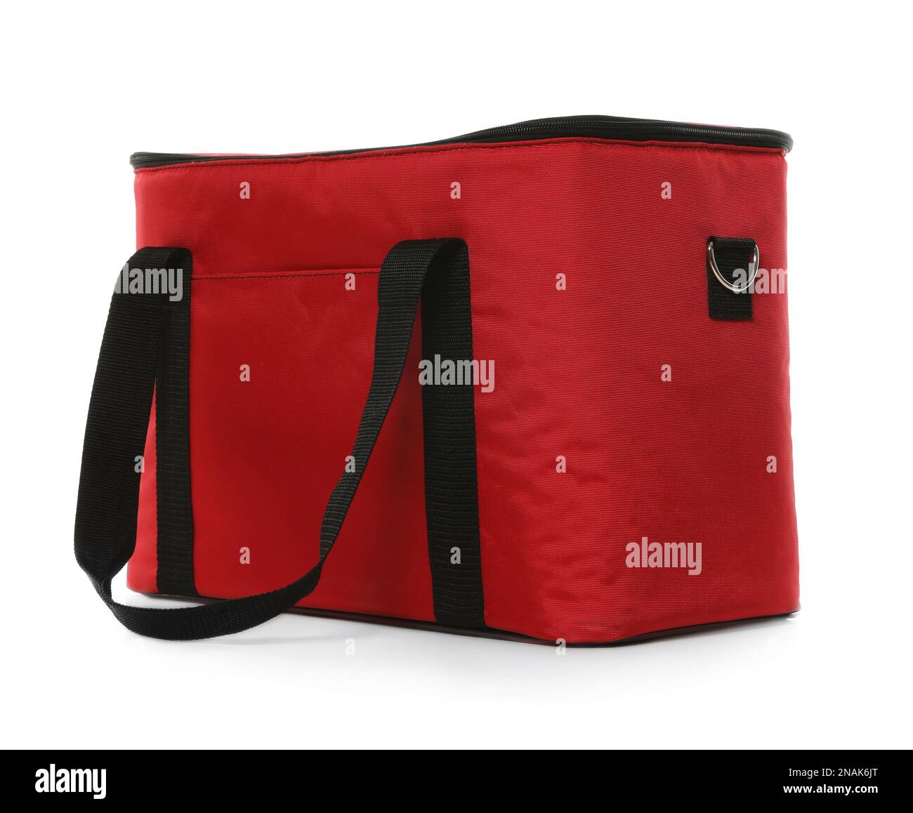 Modern red thermo bag isolated on white Stock Photo - Alamy