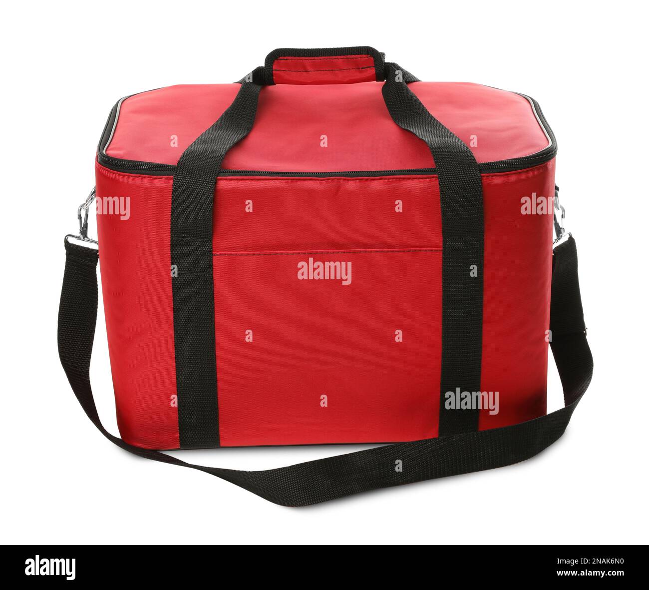 Modern red thermo bag isolated on white Stock Photo - Alamy