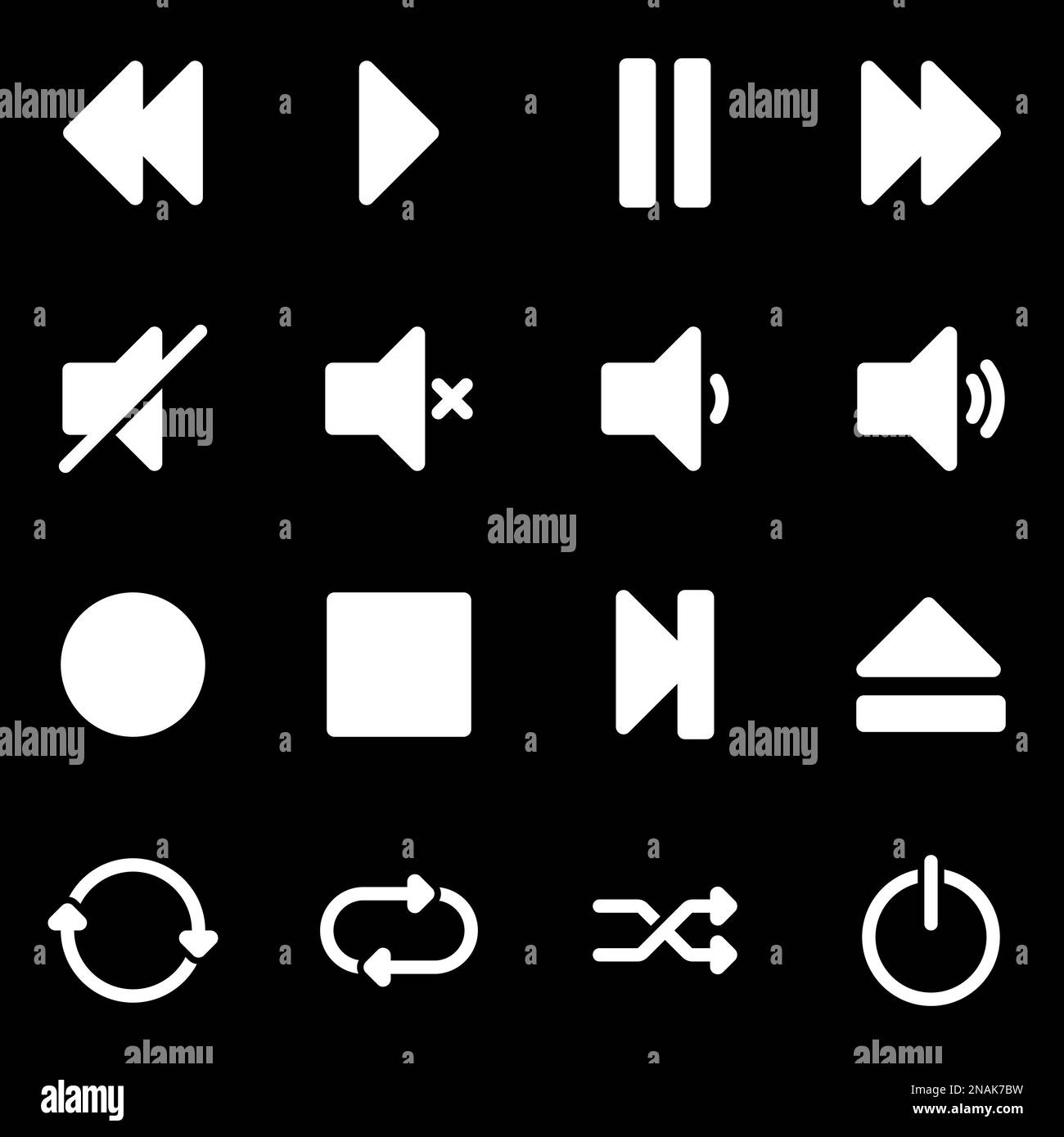 Set of simple icons on a theme Media player, vector, set. Black ...