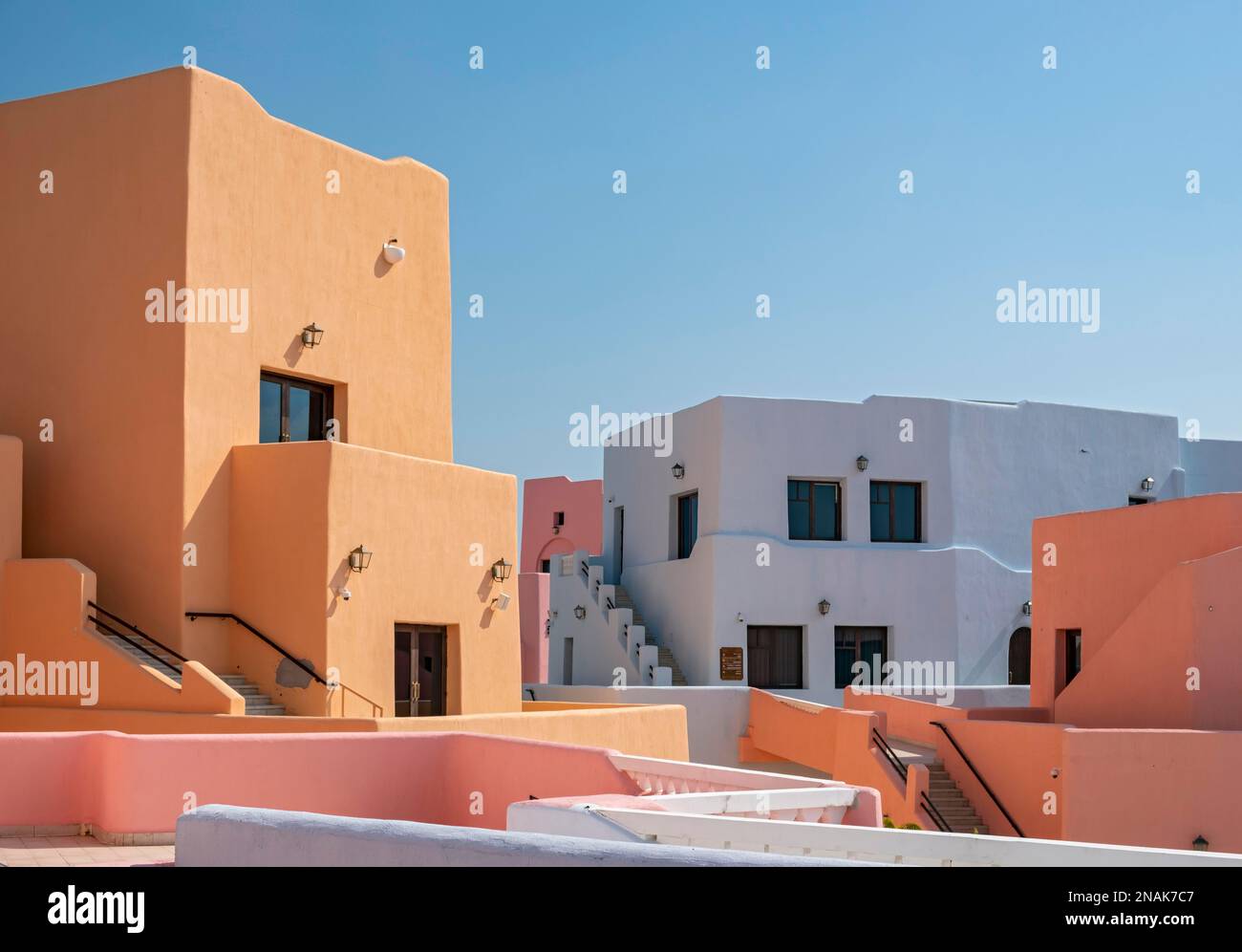 Brightly painted houses, Mina District, Old Doha Port, Qatar Stock ...