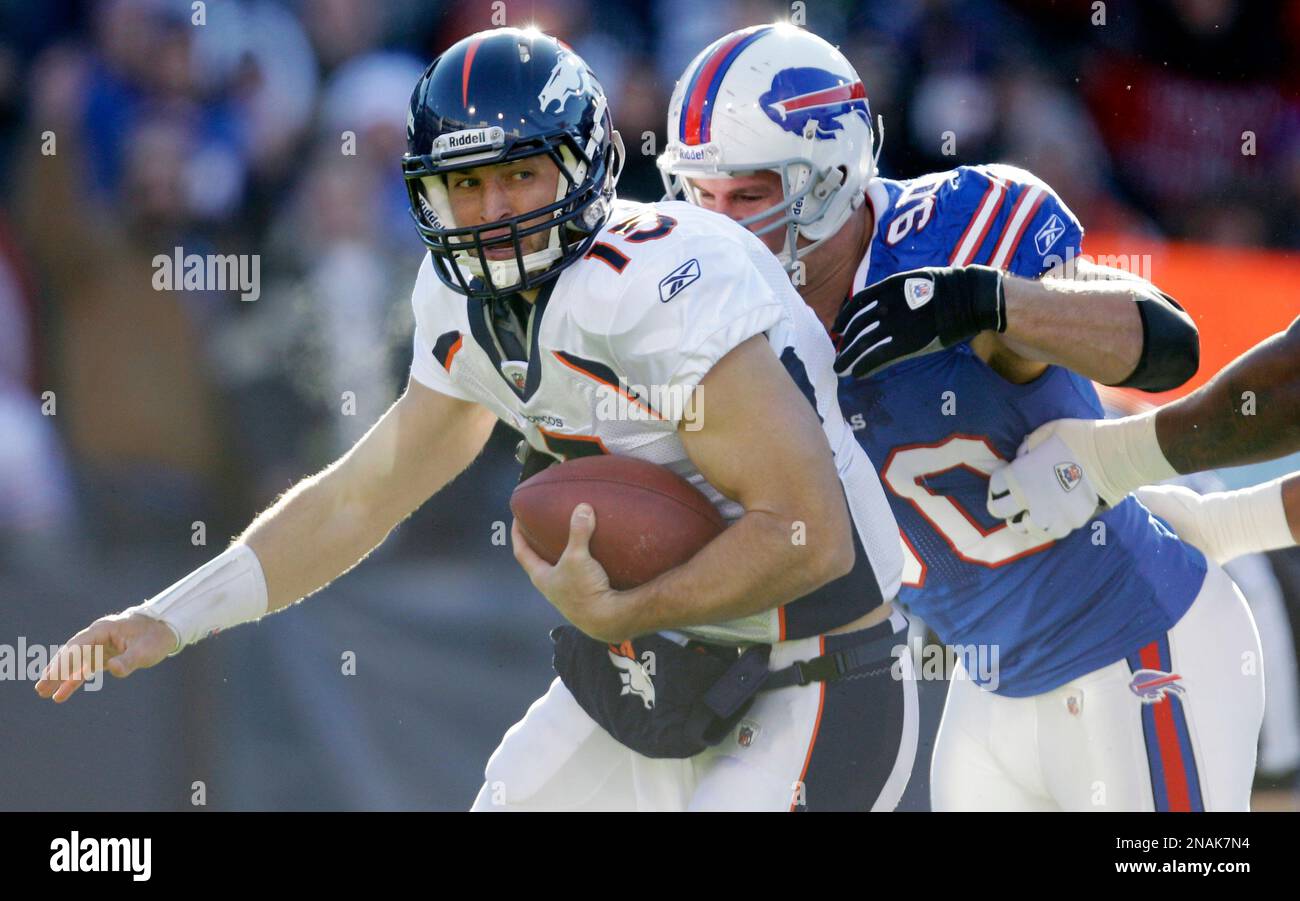 Buffalo Bills' Chris Kelsay (90) sacks Denver Broncos' Tim Tebow (15 ...