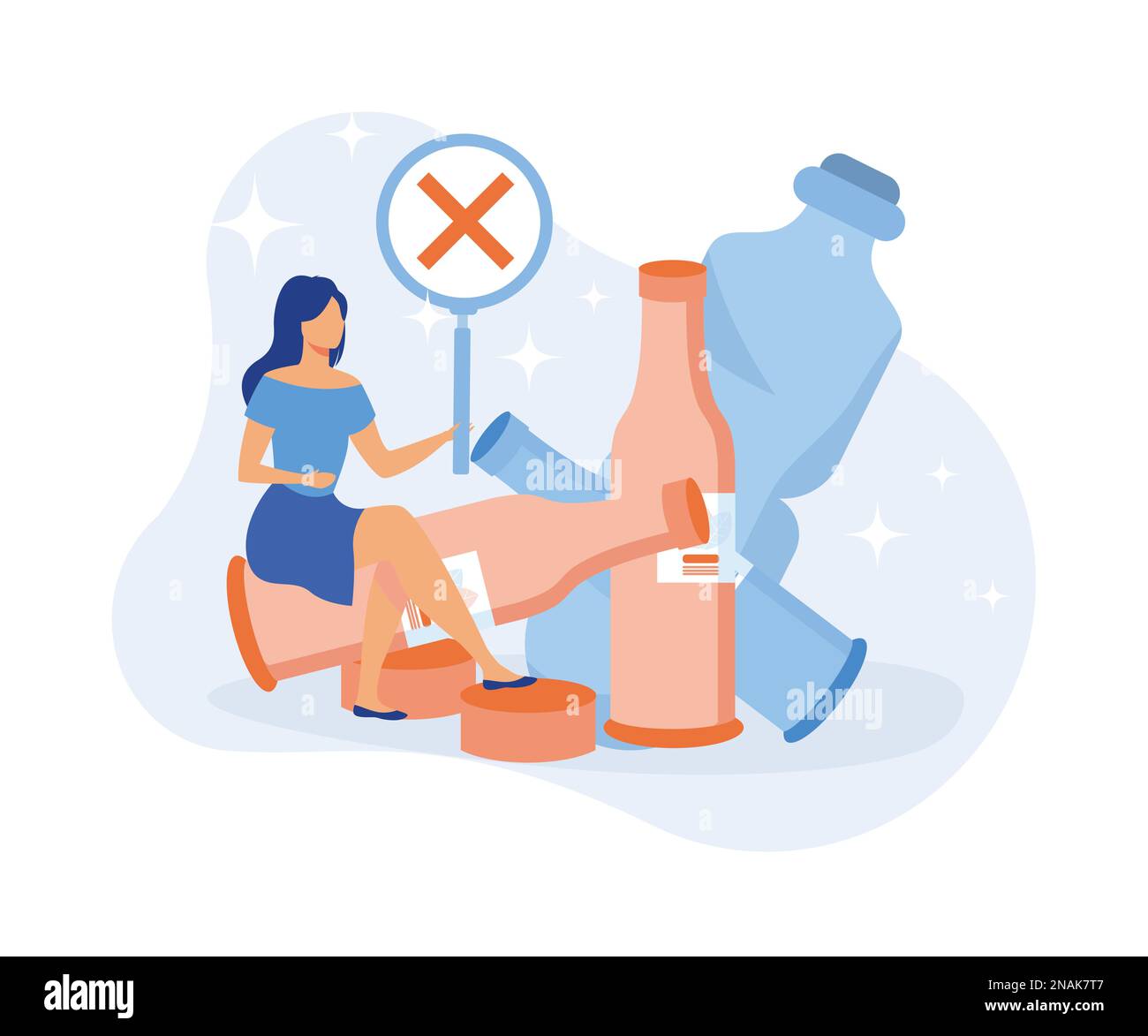 Plastic pollution illustration. Characters protesting against plastic ...