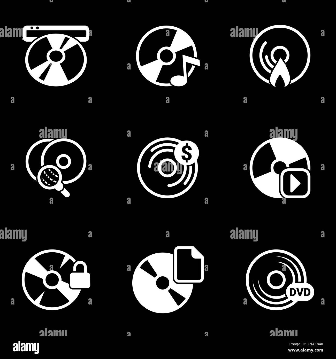 Set of simple icons on a theme Disk, record, dvd, cd, vector, set ...
