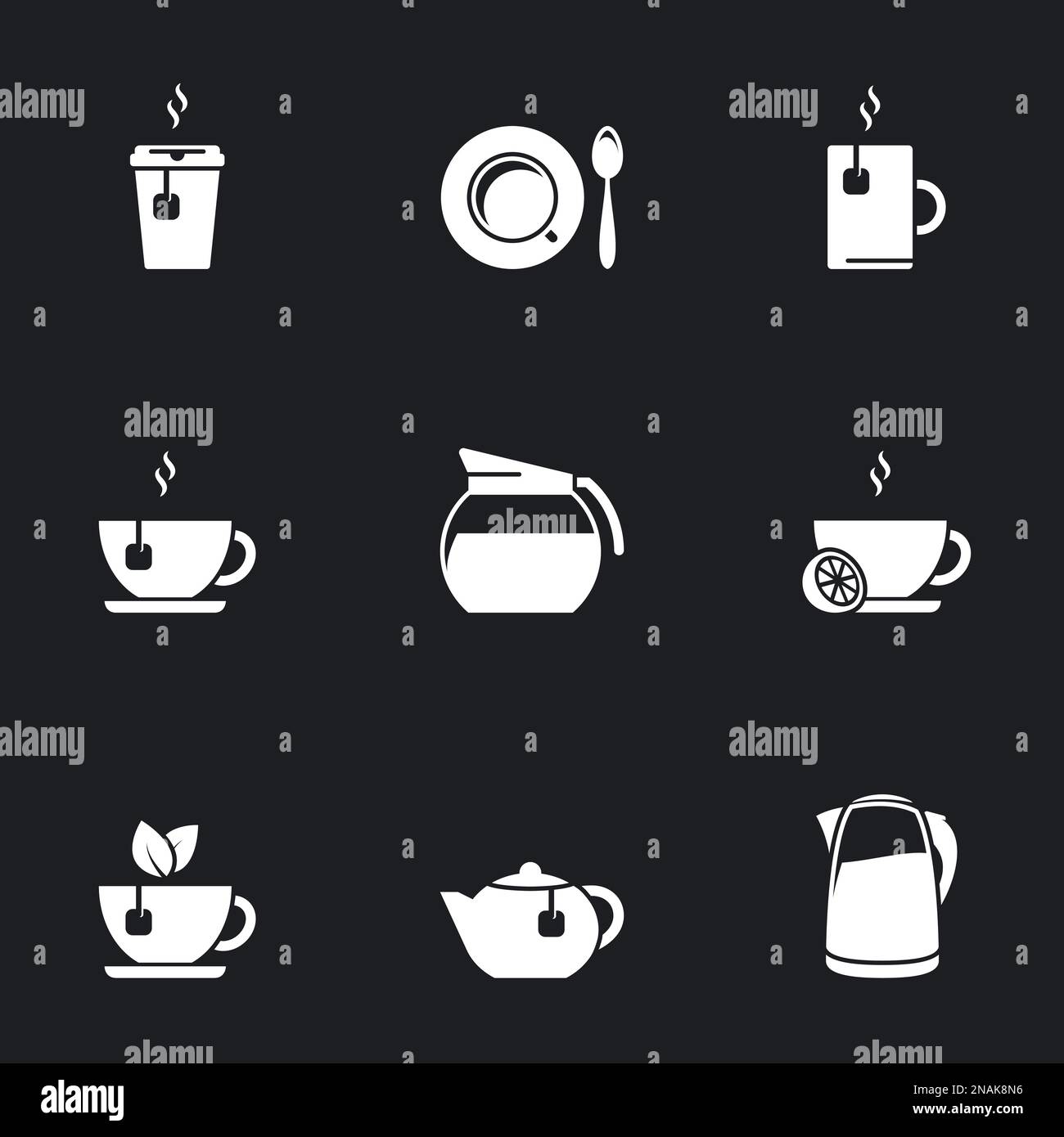 Tea Icons Set on Black background Stock Vector Image & Art - Alamy