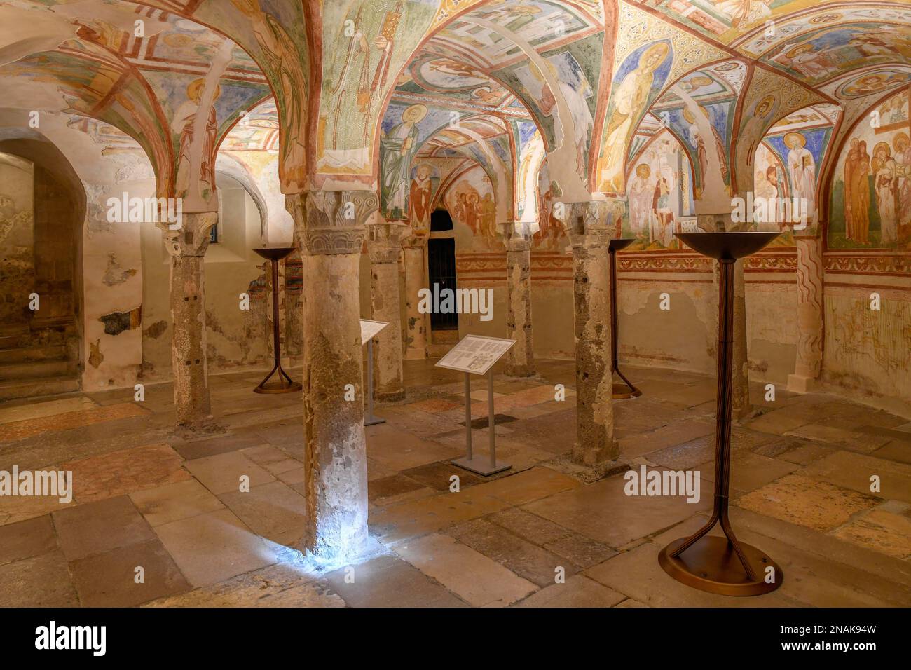 Frescoes from the 12th century in the crypt of the Basilica of Santa Maria Assunta, Unesco World ...
