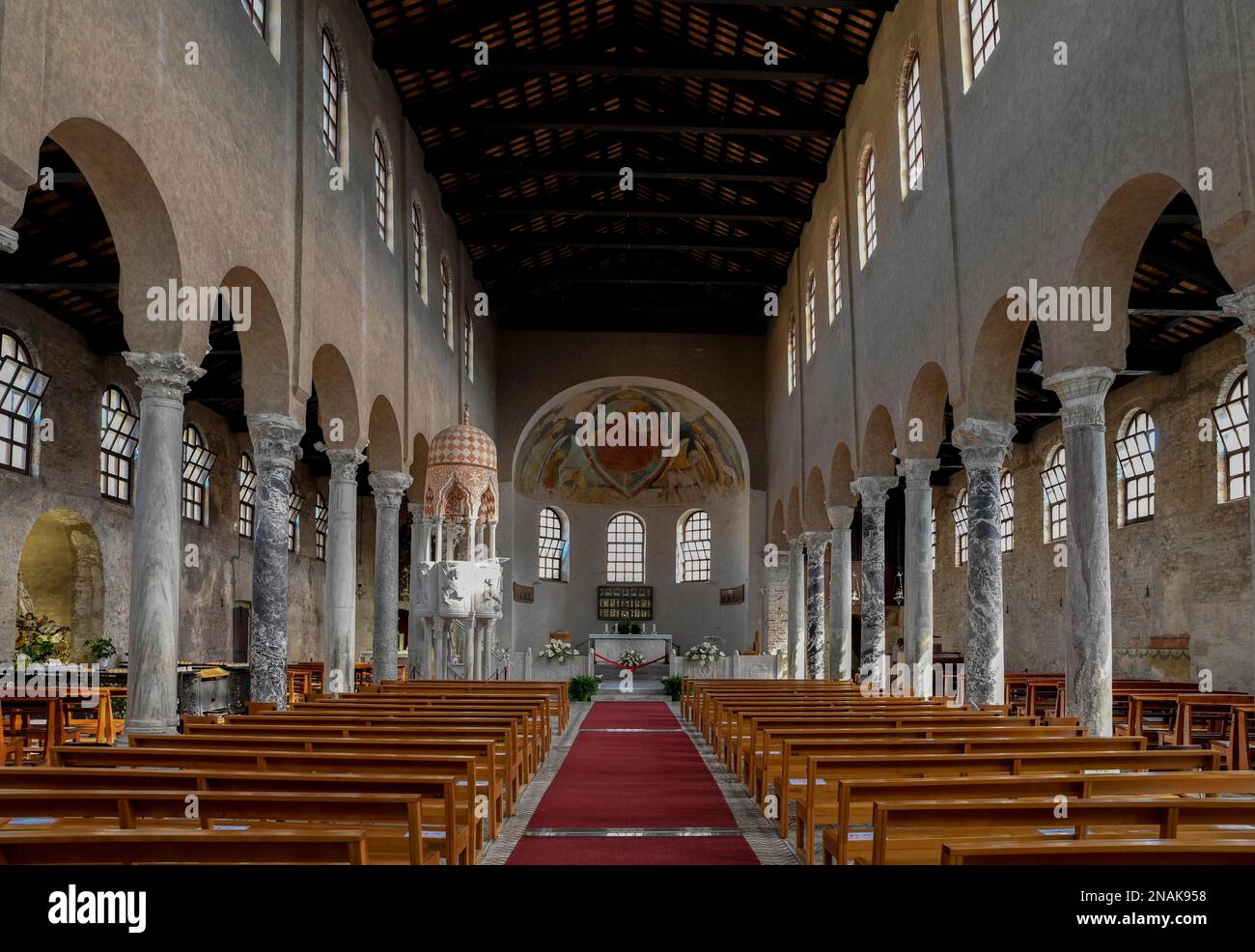 Interior of the early medieval church of Sant'Eufemia from the second ...