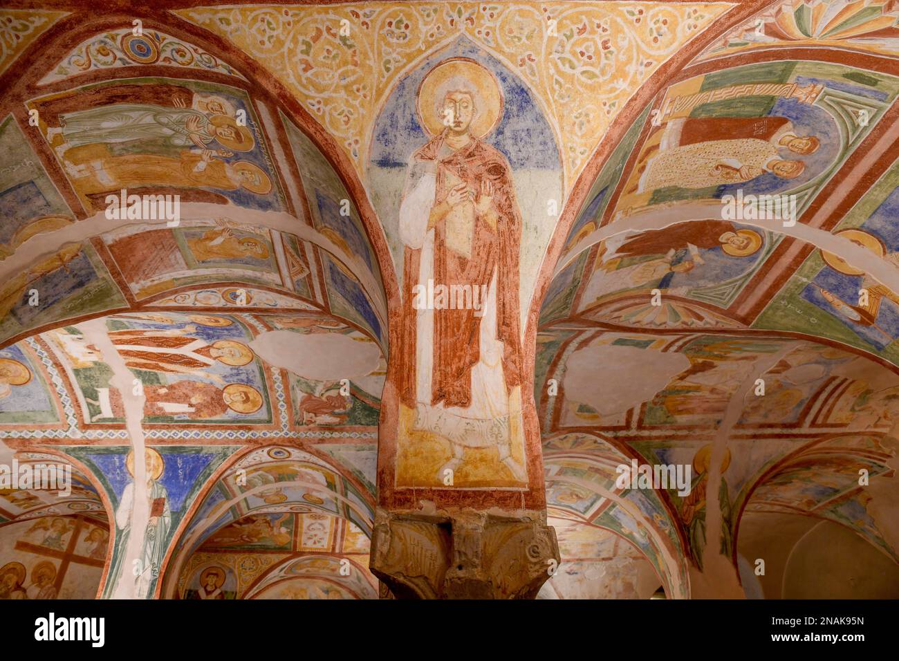 Frescoes from the 12th century in the crypt of the Basilica of Santa ...