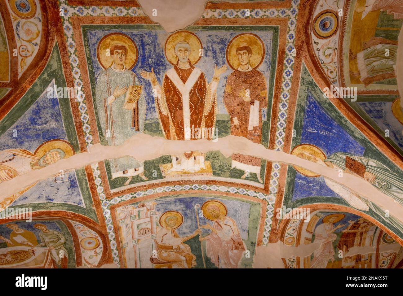 Frescoes from the 12th century in the crypt of the Basilica of Santa ...