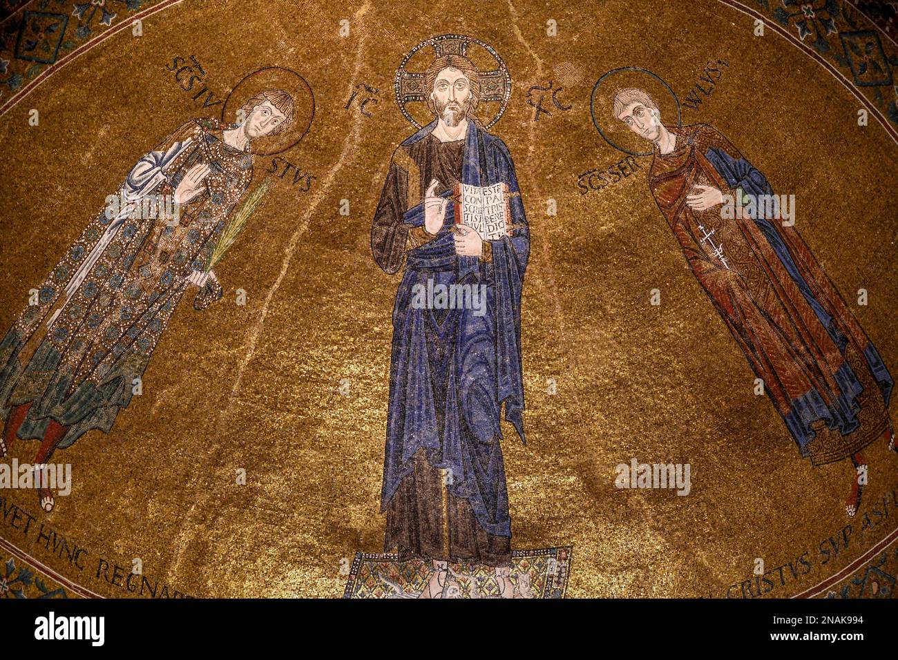Ceiling mosaic over the right altar of the Cathedral of San Giusto, Trieste, Friuli Venezia ...