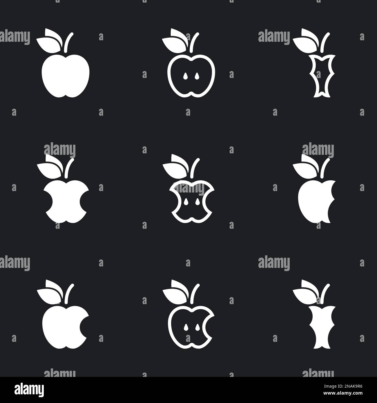 Vector apple, icon set. Black background Stock Vector Image & Art - Alamy