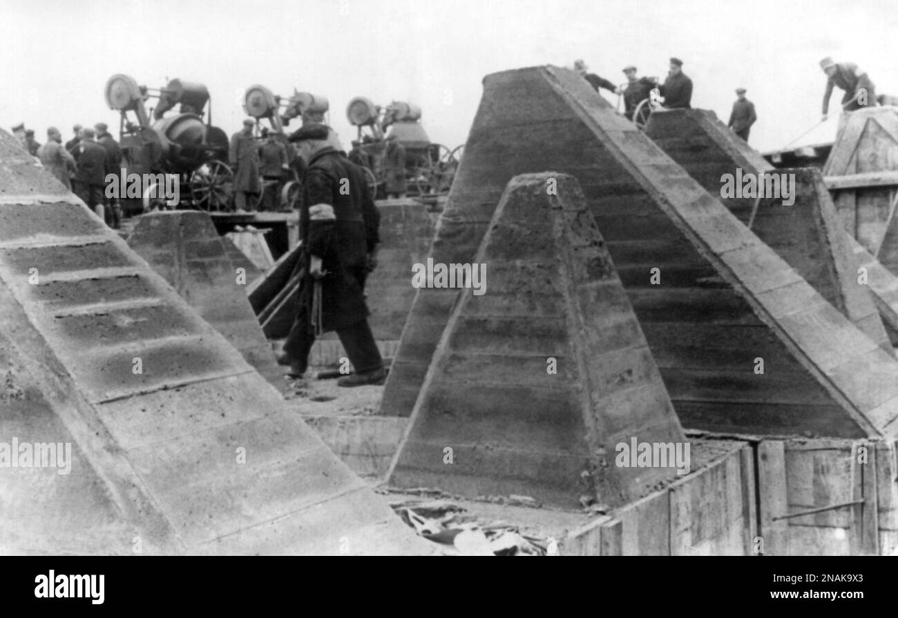 The construction of tank traps which extend miles and miles along the ...