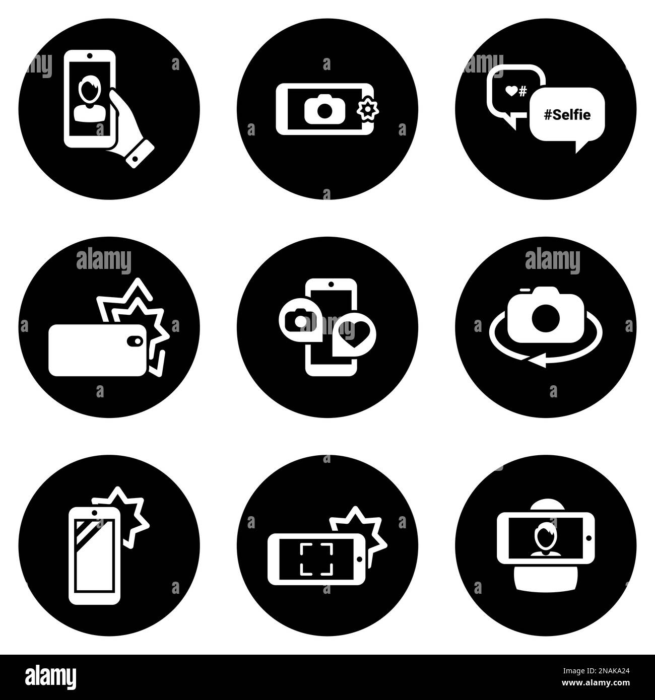 Set of simple icons on a theme Self, photo, camera, phone, mobile ...