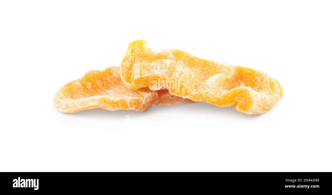 Sweet dried jackfruit slices on white background Stock Photo - Alamy