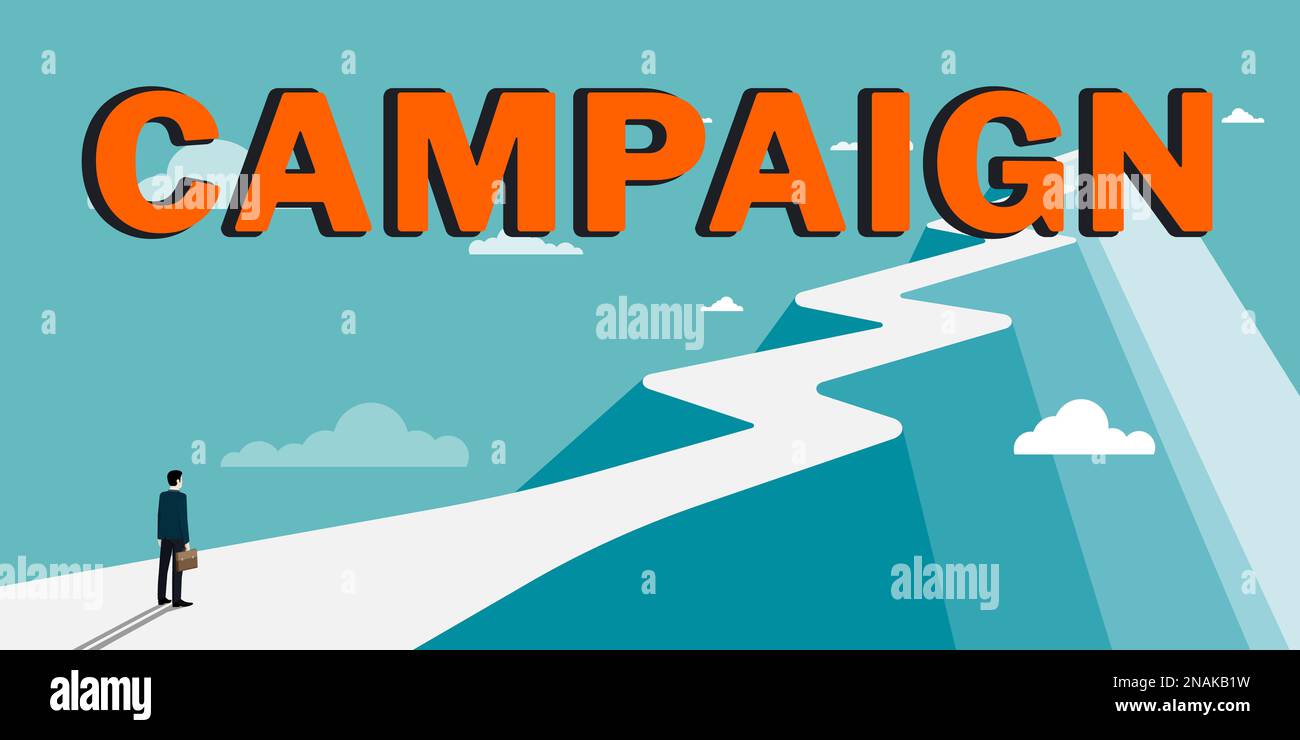 Text caption presenting Campaign. Conceptual photo organized course of ...