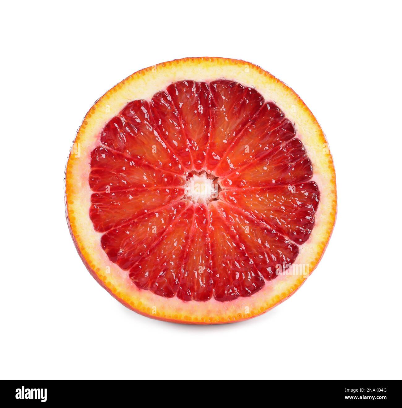 Cut ripe red orange isolated on white Stock Photo - Alamy