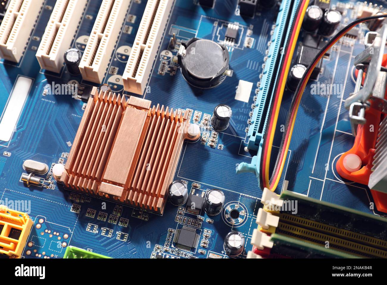 Computer motherboard as background, closeup. Electronic device Stock ...