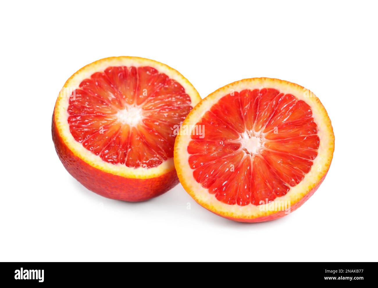 Cut ripe red orange isolated on white Stock Photo - Alamy