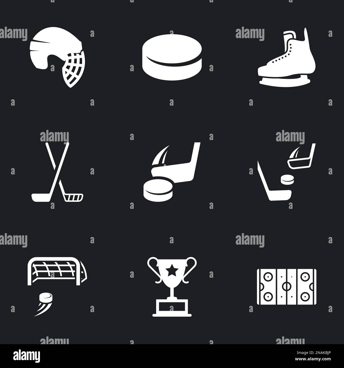 Icons for theme hockey, vector, icon, set. Black background Stock ...