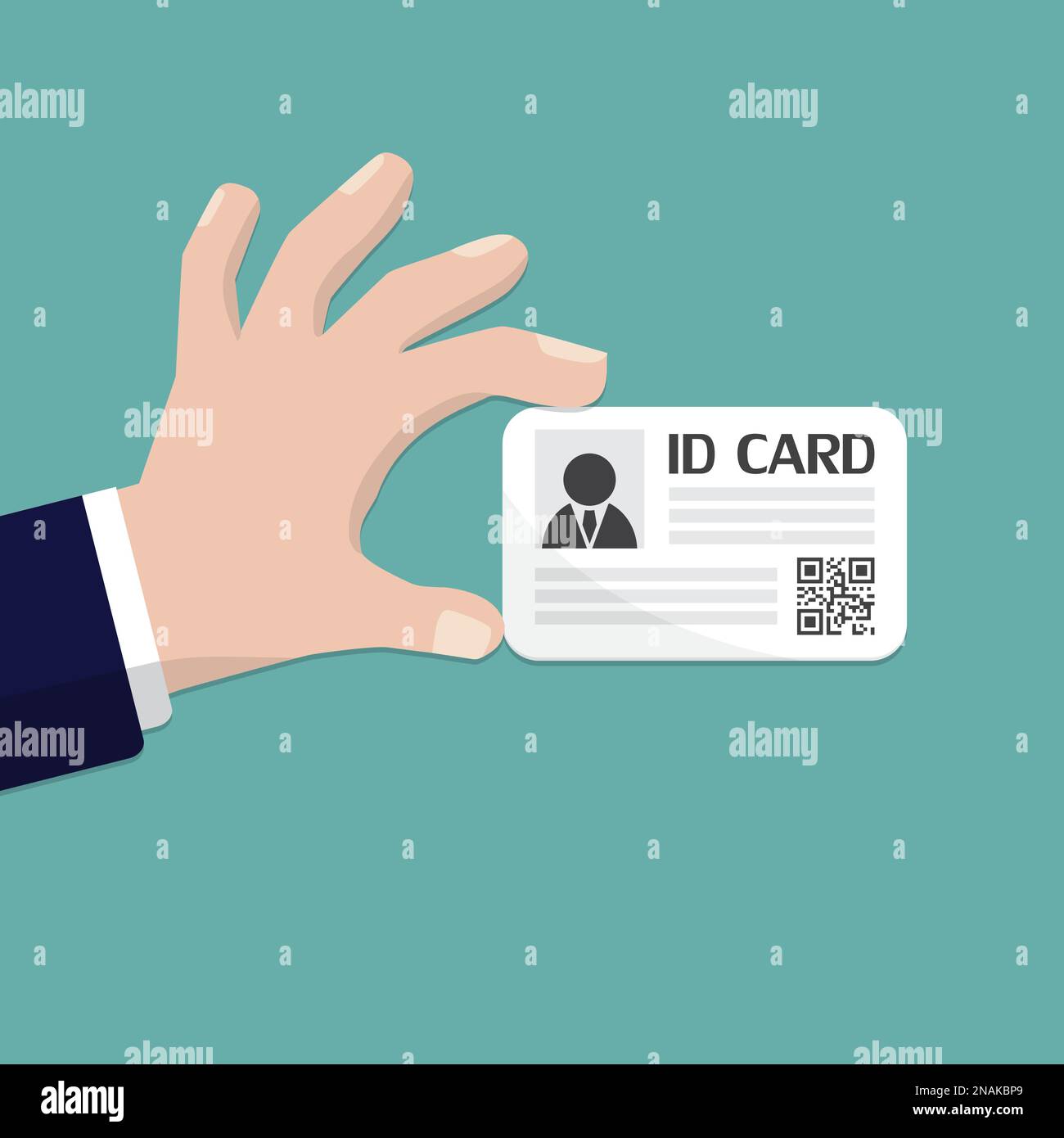 Hand holding the id card. Vector illustration flat design Stock Vector Image & Art - Alamy