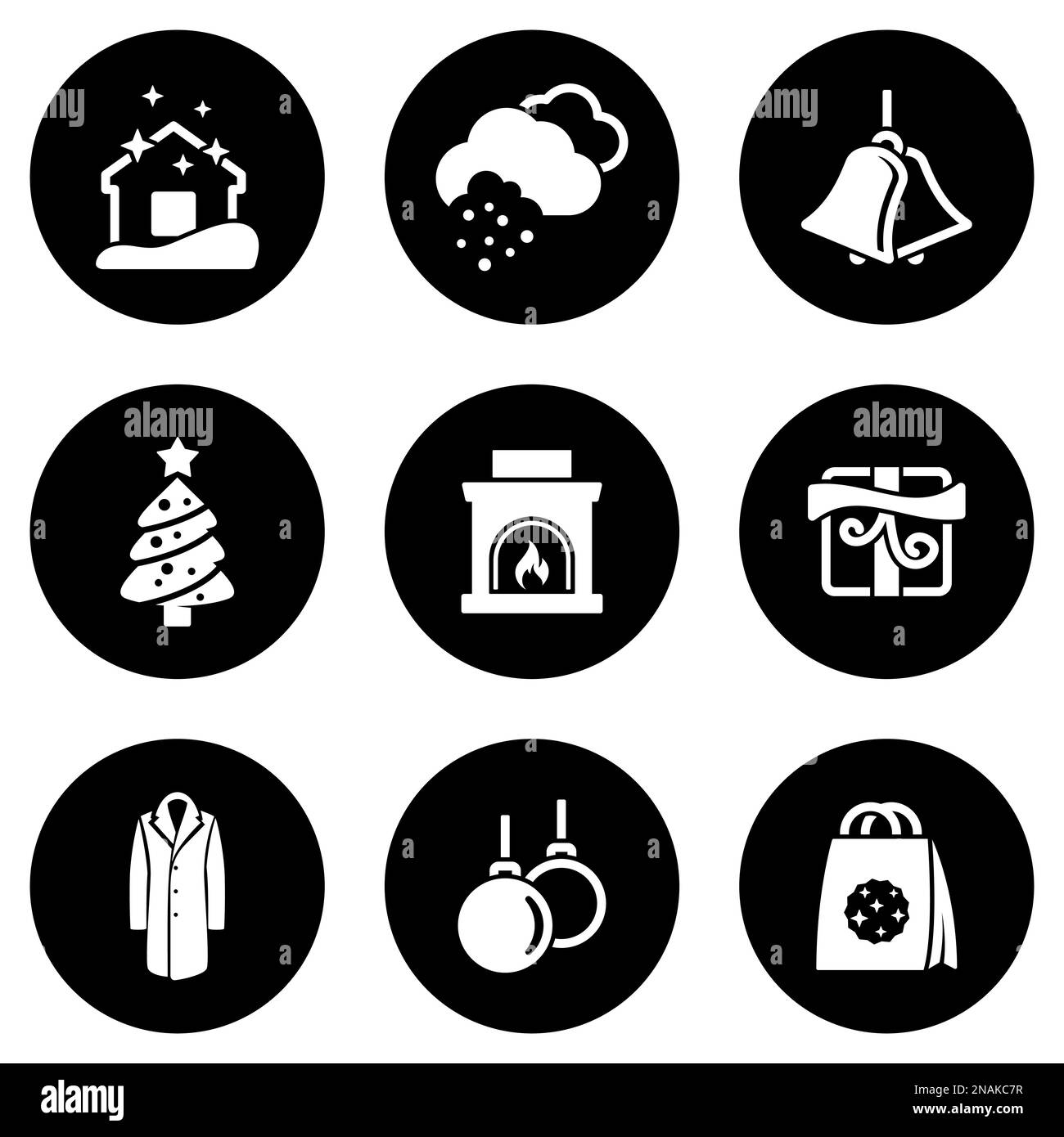 Set of simple icons on a theme Winter, vector, design, collection, flat ...