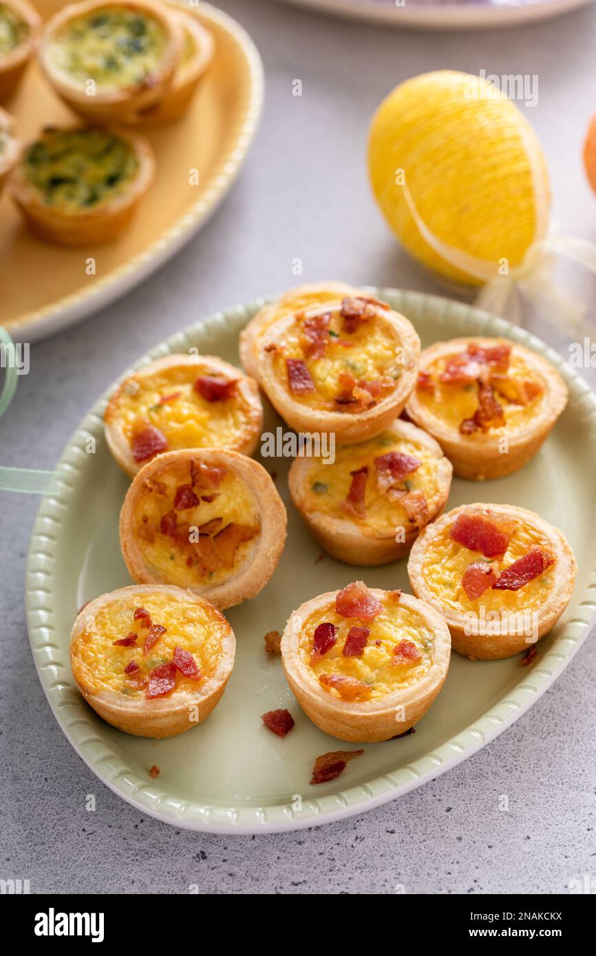 Mini quiches with bacon for Easter brunch, quiche lorraine Stock Photo ...