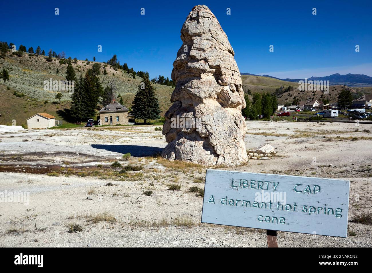 Liberty Cap at the Mammoth Hot Springs. Yellowstone National Park ...