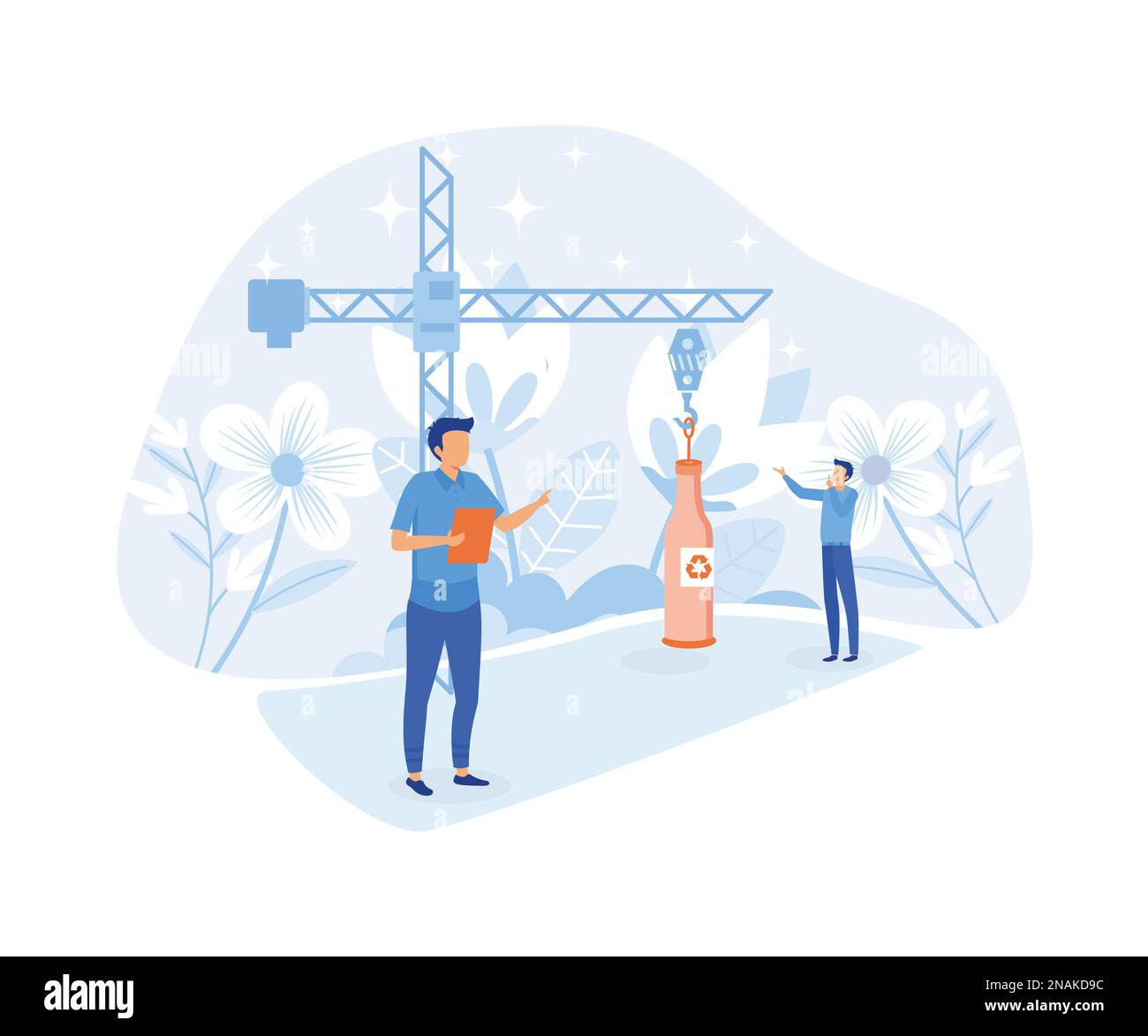 Plastic pollution illustration. Characters protesting against plastic ...