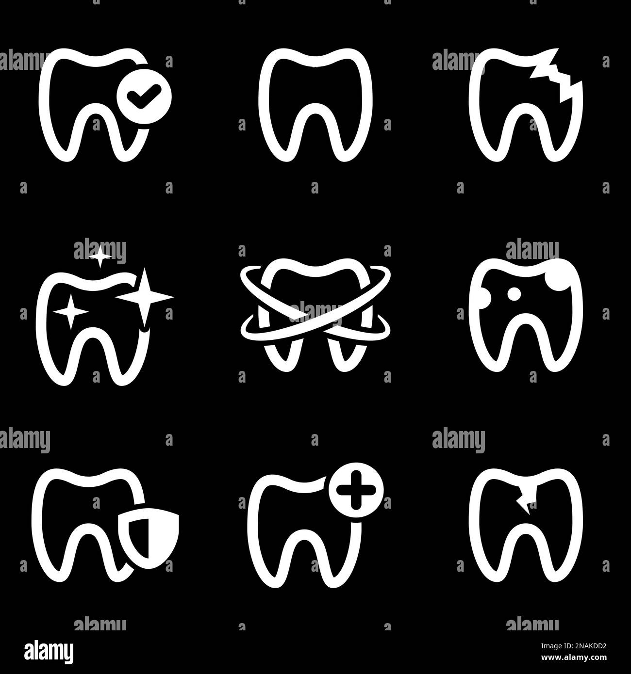 Set of simple icons on a theme Teeth, dentistry, vector, set. Black ...