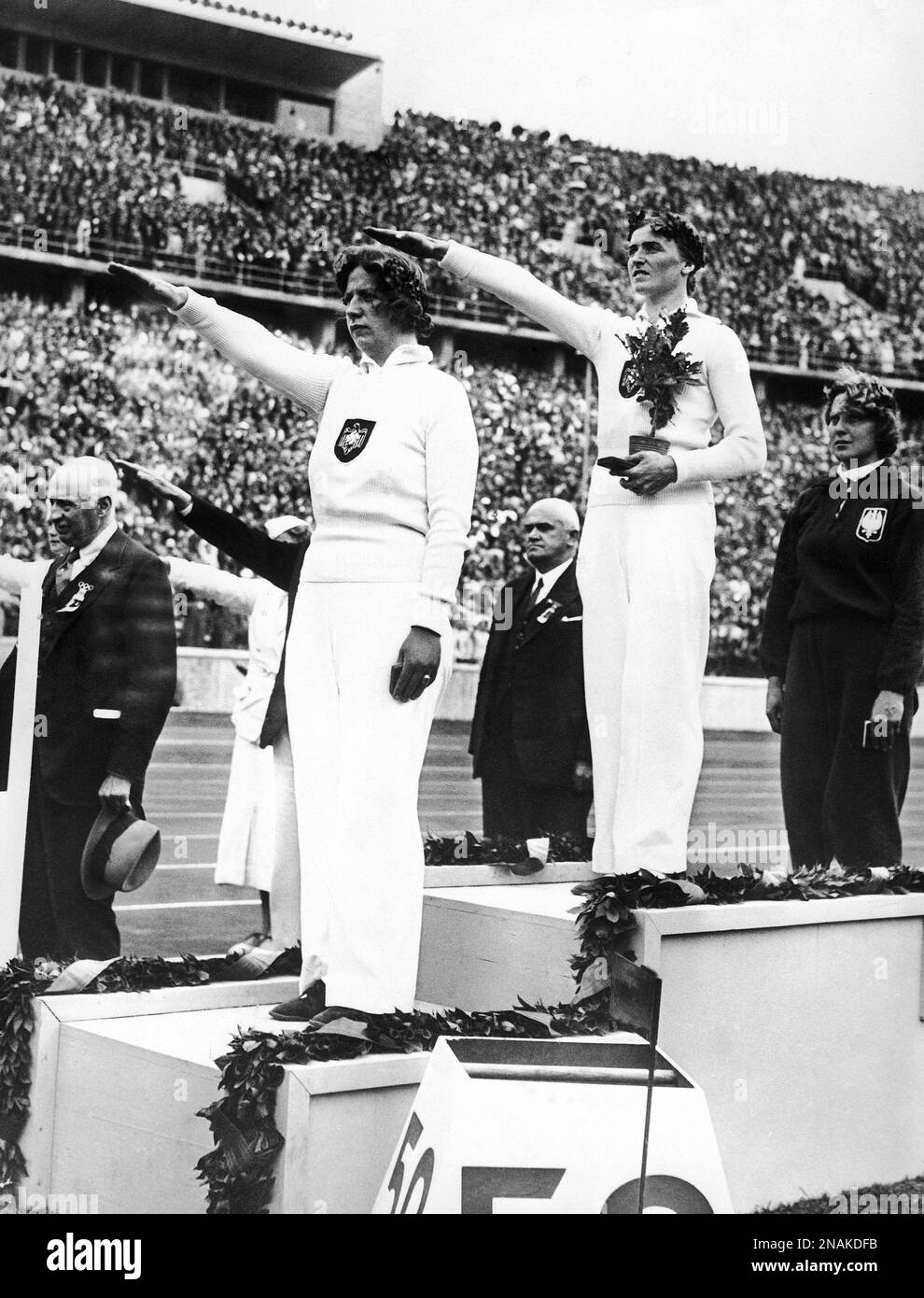 The three winners of the ladies discus throw event of the Summer ...