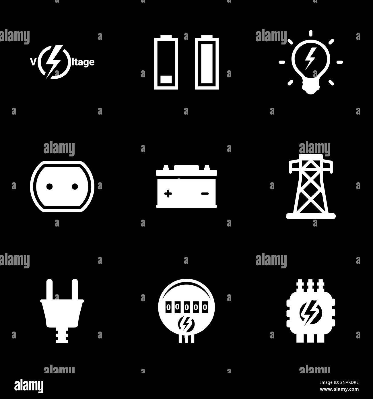Icons for theme Electricity, energy, technology , vector, icon, set ...