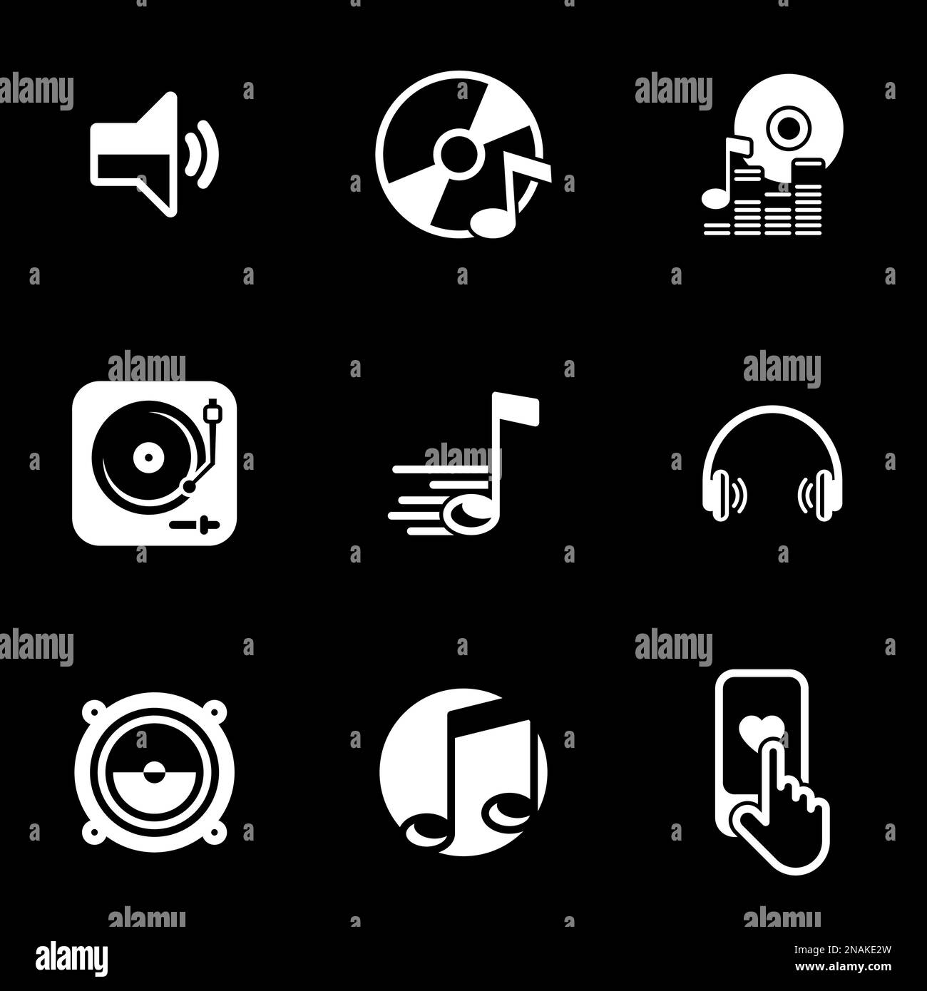 Set of simple icons on a theme Music, sound, wave, disc, vinyl, vector ...