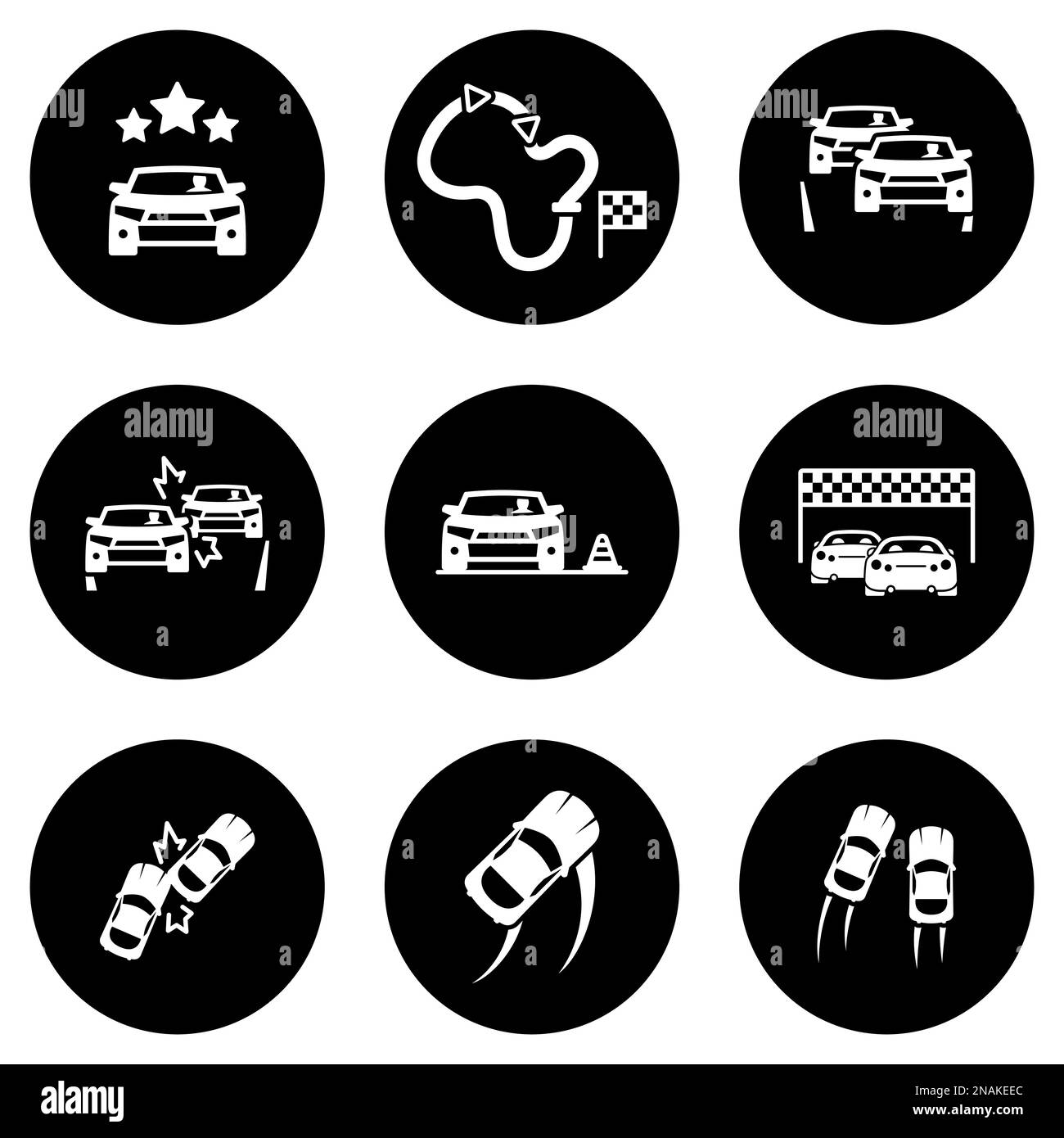 White icons isolated against a black background, on a theme race Stock ...