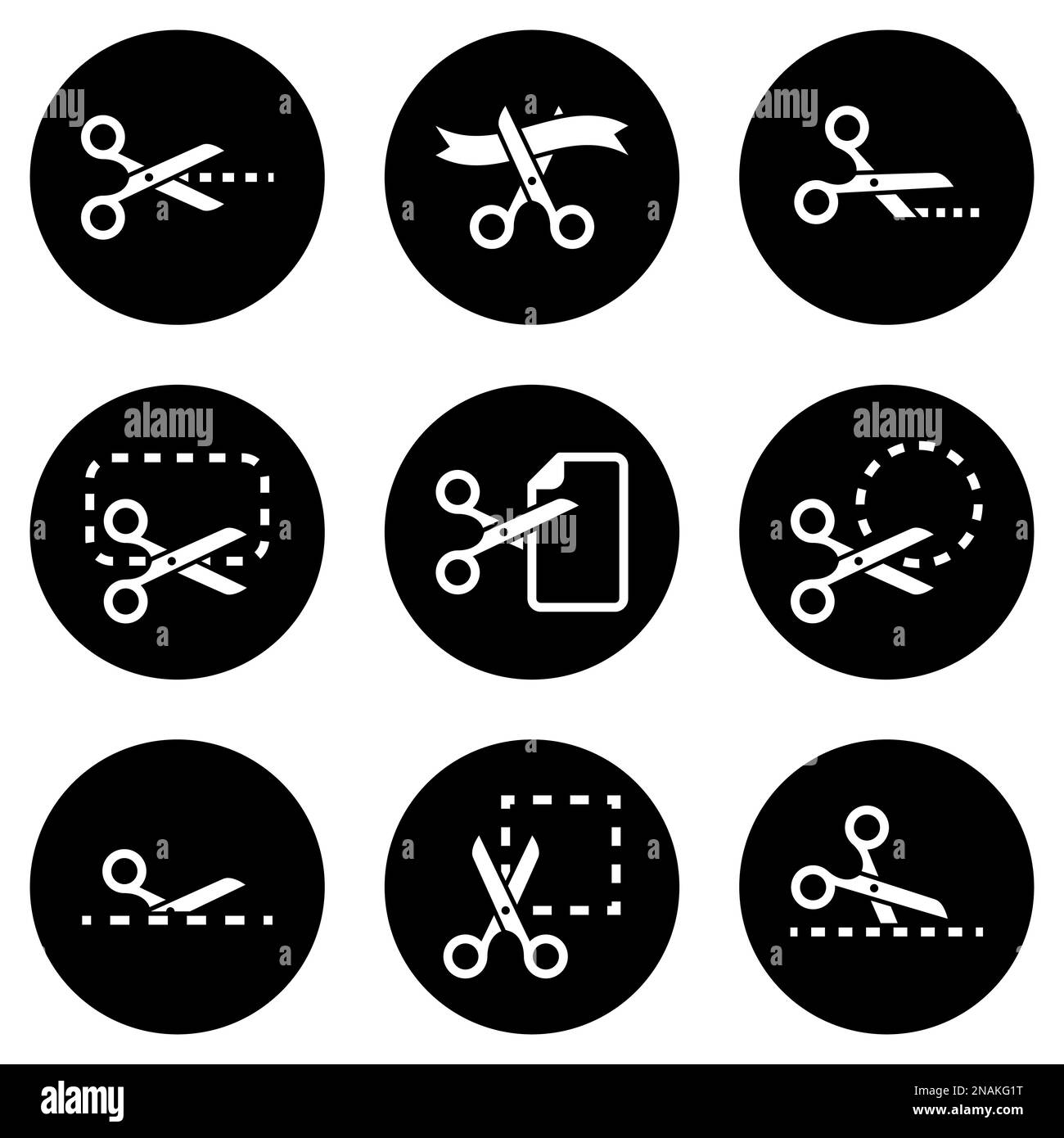 Set of simple icons on a theme scissors, vector, design, collection, flat, sign, symbol,element ...
