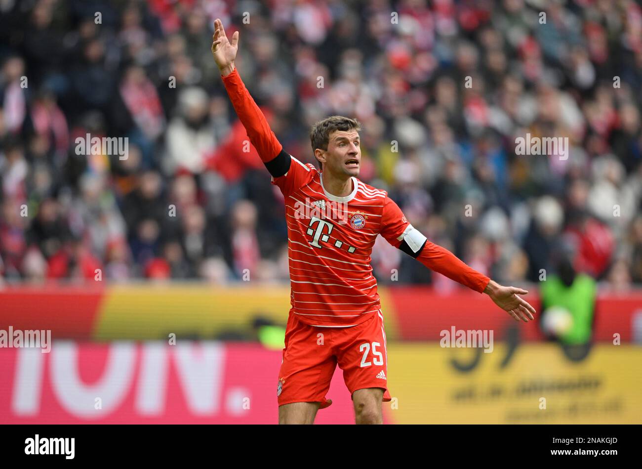 Thomas Mueller FC Bayern Munich FCB (25) gestures, demands ball ...