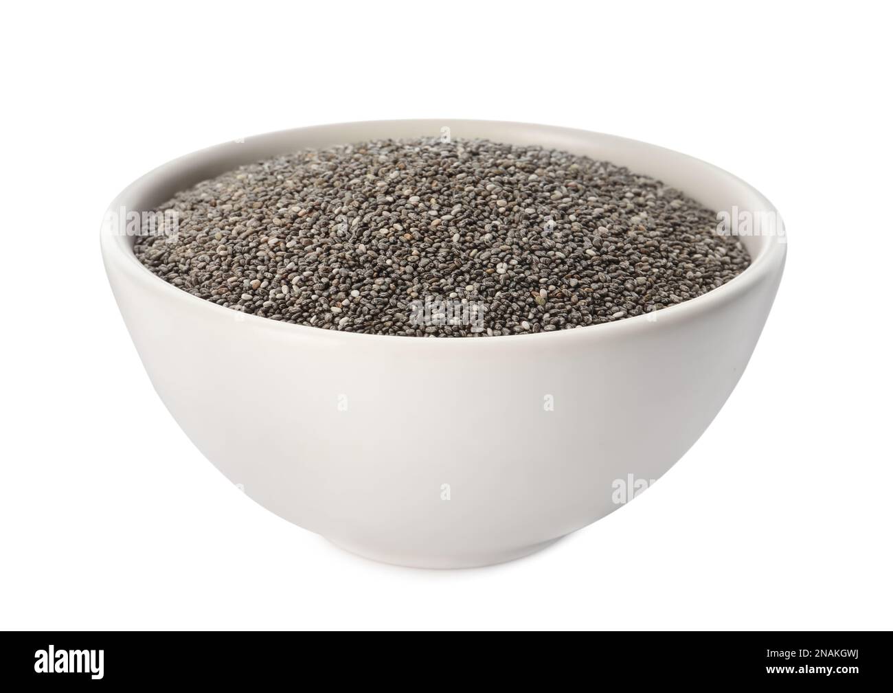 Chia seeds in ceramic bowl isolated on white Stock Photo - Alamy