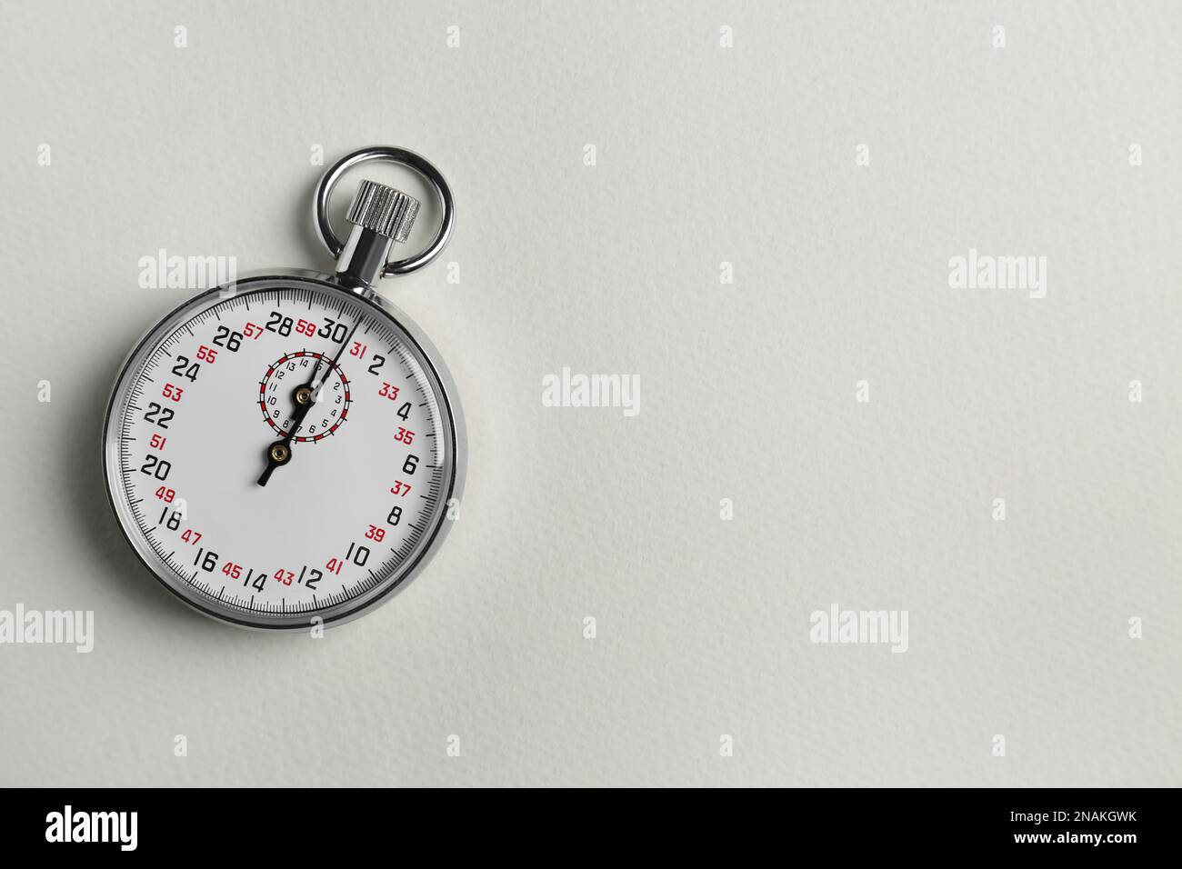 Vintage timer on light grey background, top view. Space for text Stock ...