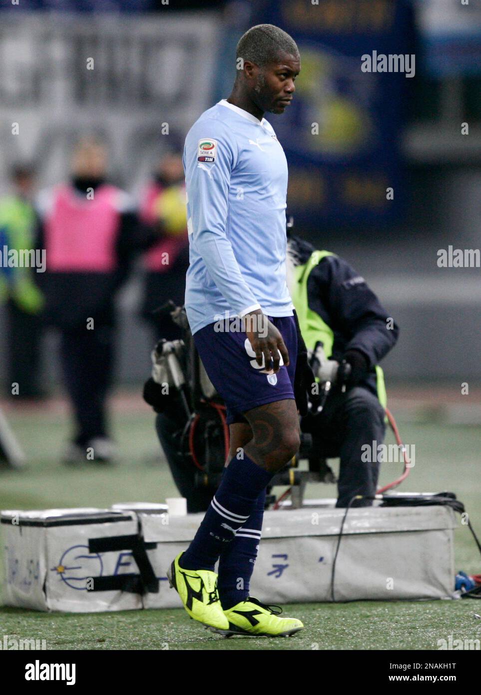 Lazio forward Djibril Cisse, of France, leaves the pitch during a Serie ...