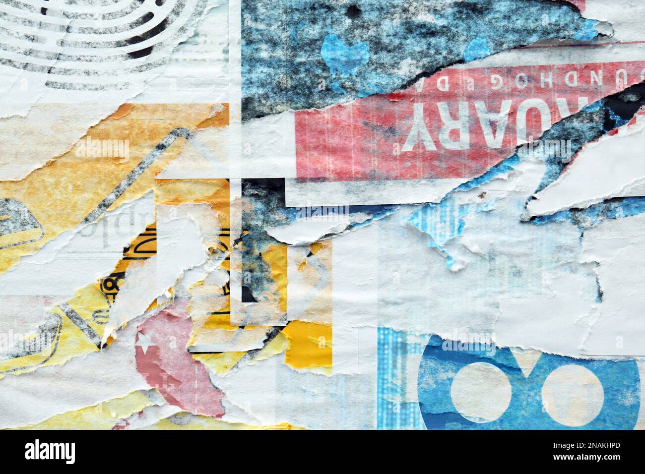 Different creased torn paper posters as background Stock Photo - Alamy