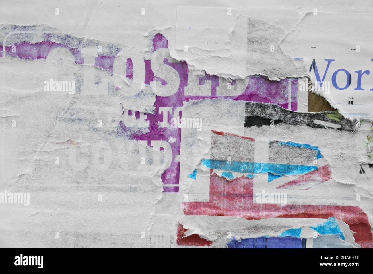 Different creased torn paper posters as background Stock Photo - Alamy