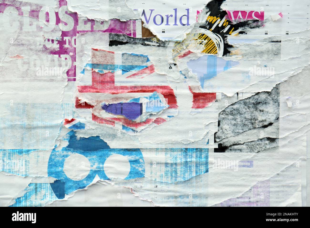 Different creased torn paper posters as background Stock Photo - Alamy