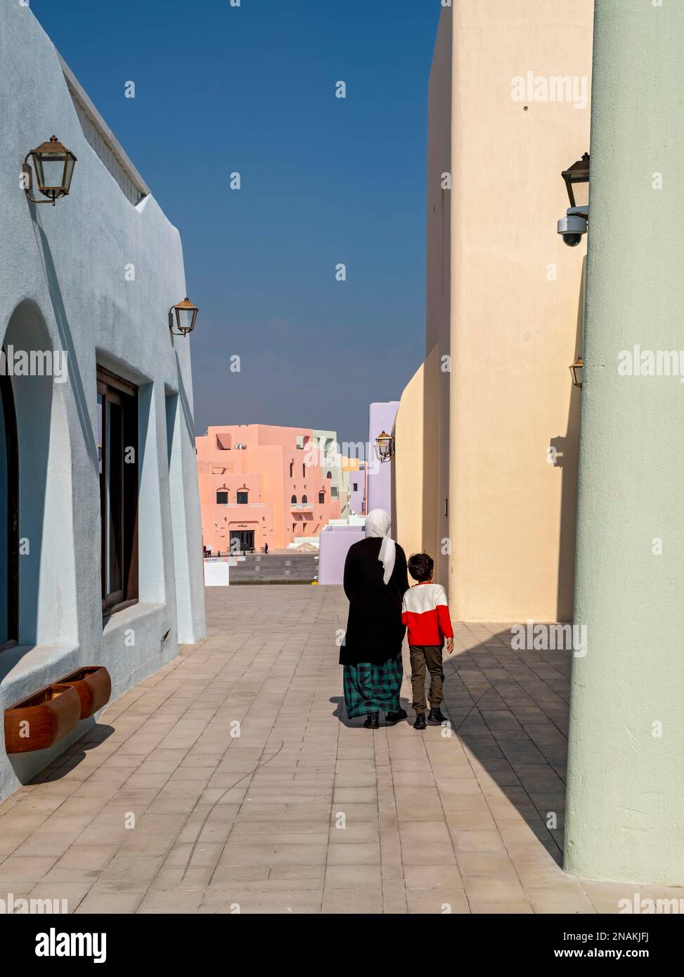 Colorful houses, Mina District, Old Doha Port, Qatar Stock Photo - Alamy