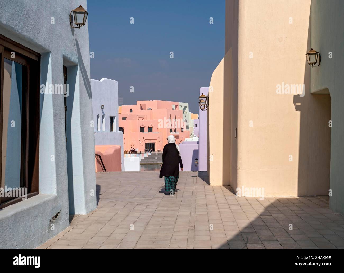 Colorful houses, Mina District, Old Doha Port, Qatar Stock Photo - Alamy