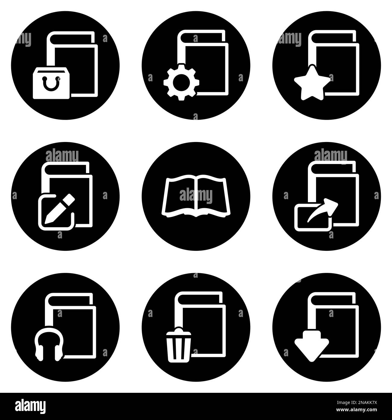 Set of simple icons on a theme book, vector, design, collection, flat, sign, symbol,element ...