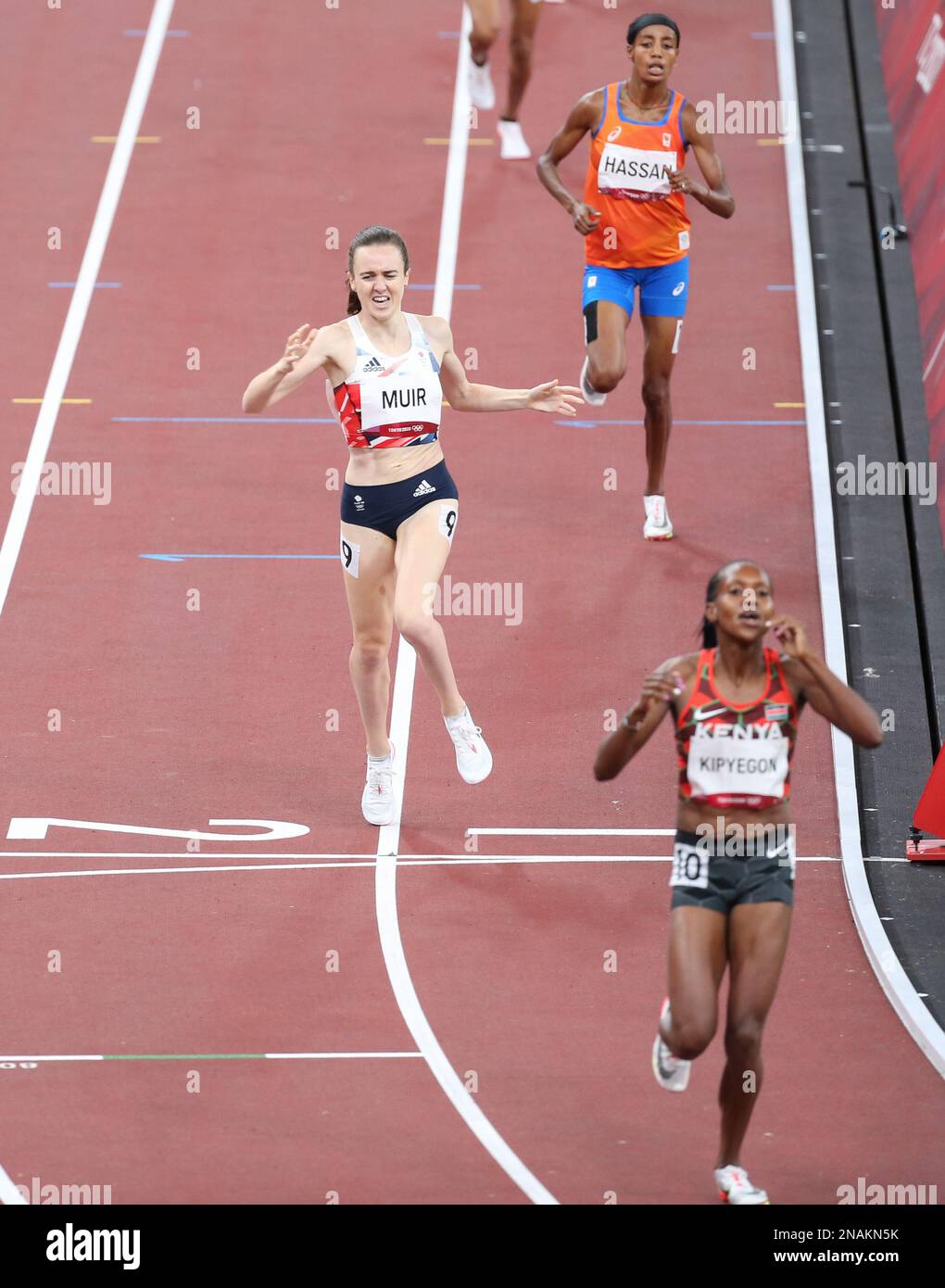 AUG 06, 2021 - Tokyo, Japan: Laura MUIR of Great Britain reacts winning ...
