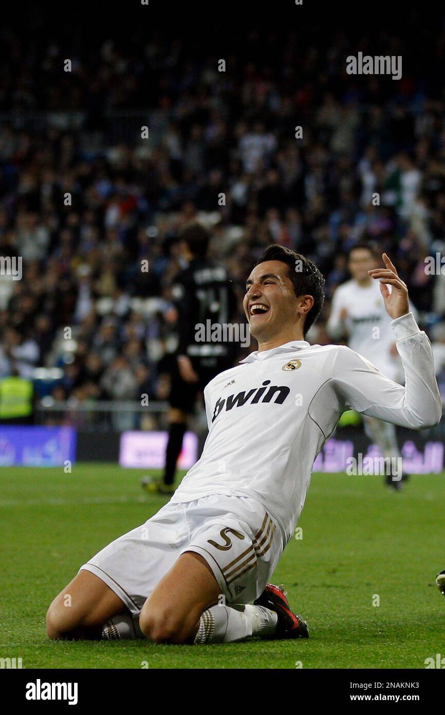 Real Madrid's Nuri Sahin of Turkey celebrates after scoring during his ...