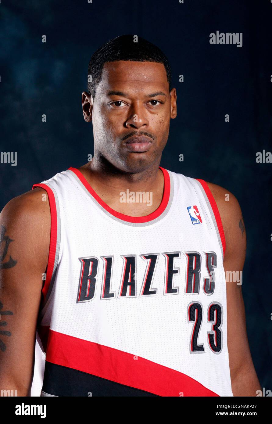 Portland Trail Blazers' Marcus Camby poses for his Trail Blazers' media ...